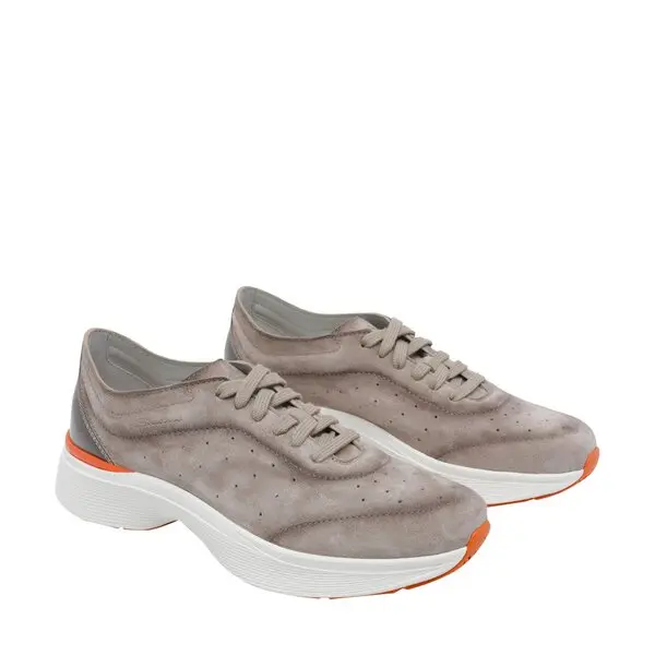 Santoni Suede Leather Lace-up Sneakers - Cream