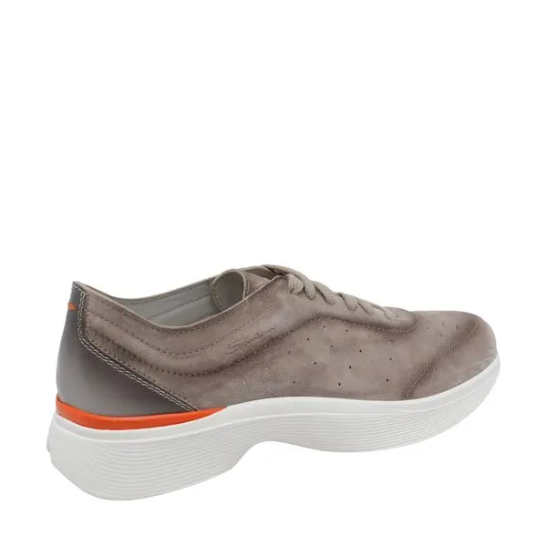 Santoni Suede Leather Lace-up Sneakers - Cream