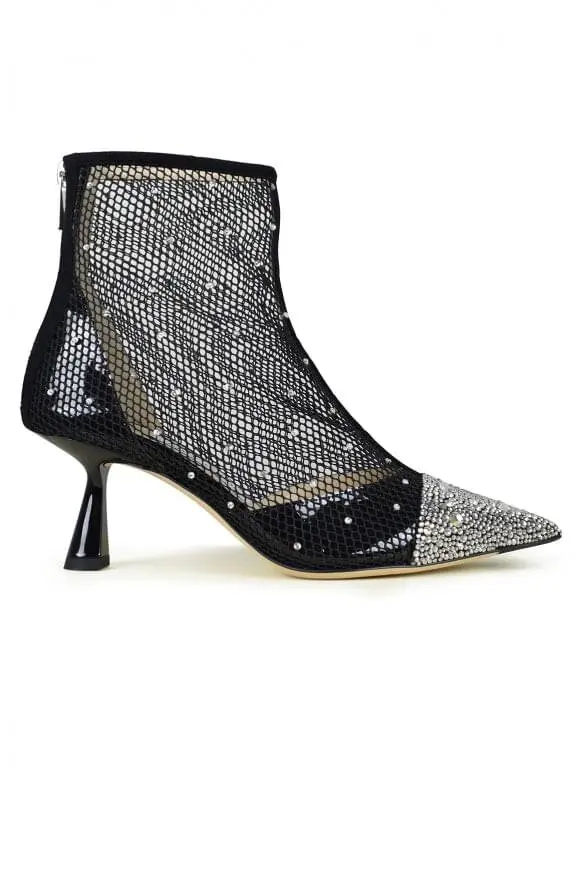 JIMMY CHOO Kix 65 Embellished Mesh Ankle Boots - Black