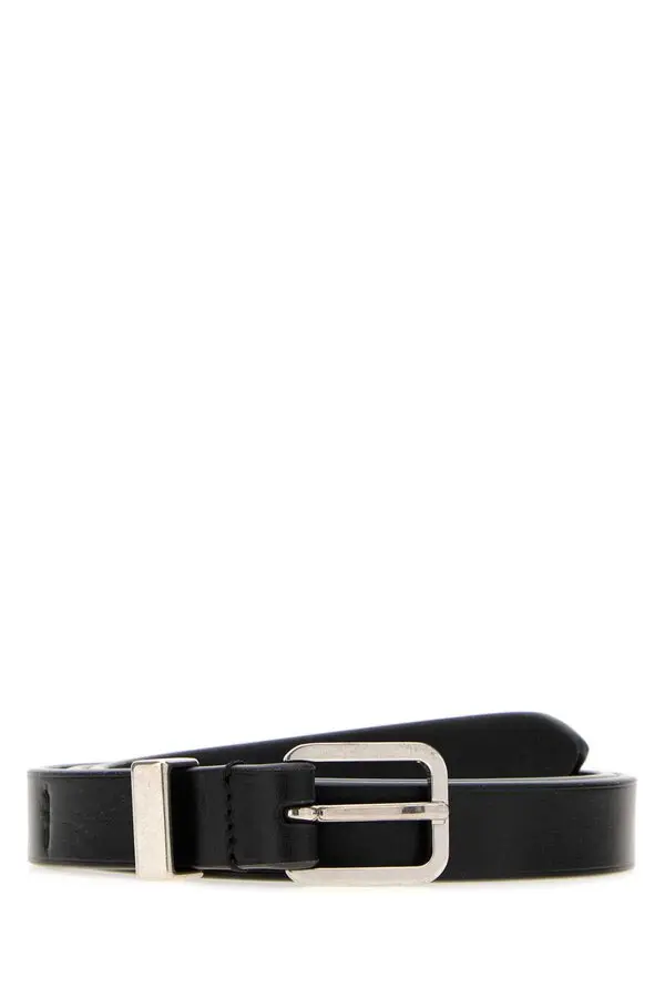 JIL SANDER Leather Belt With Silver Metal Finishing - Black