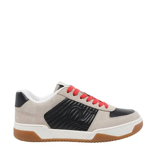 Valentino Garavani Beige Calf Leather Colour Block Sneakers - Cream