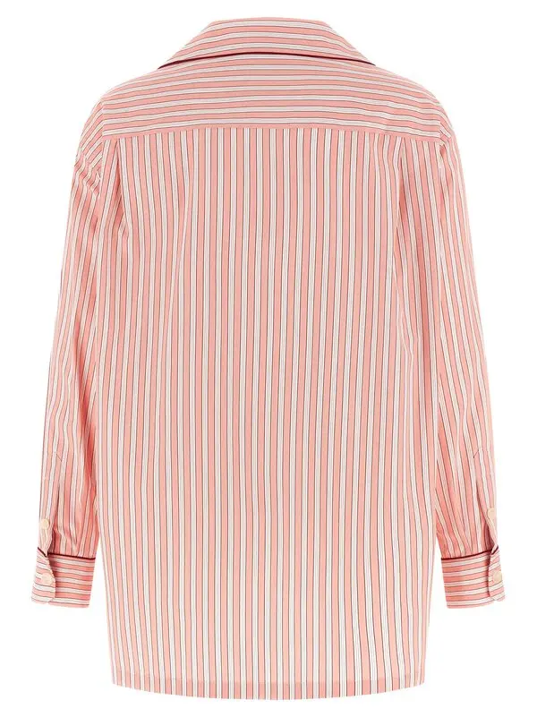 Dolce & Gabbana Striped Cotton Silk Blend Pajama Shirt - Pink
