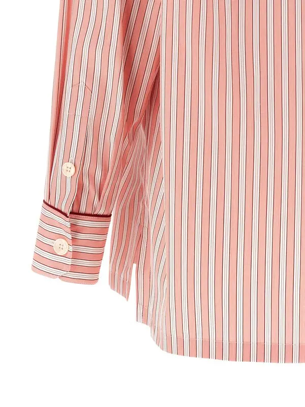 Dolce & Gabbana Striped Cotton Silk Blend Pajama Shirt - Pink
