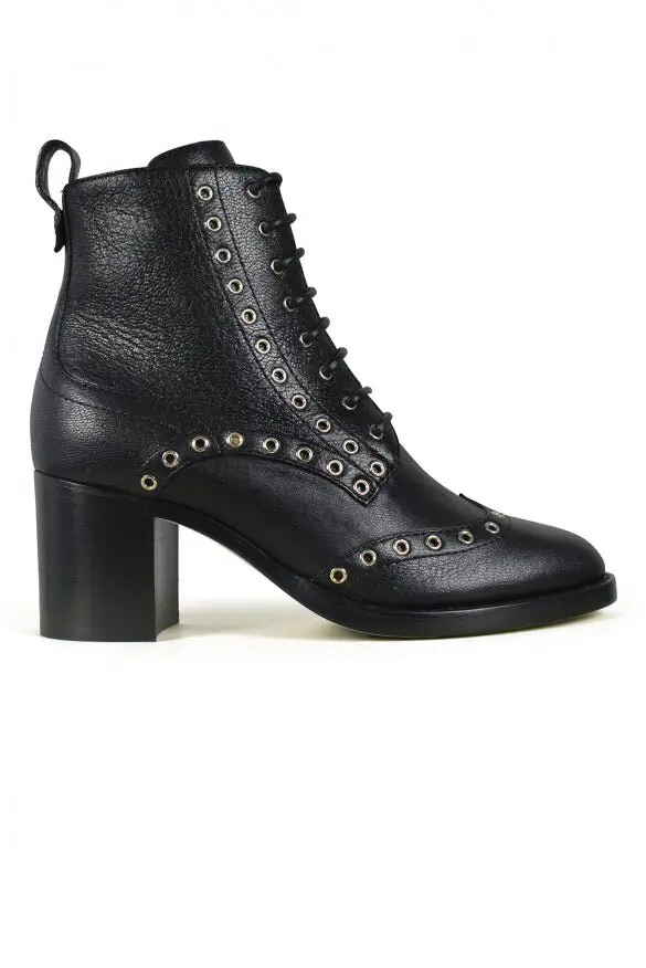 JIMMY CHOO Hannah Leather Studded Ankle Boots - Black