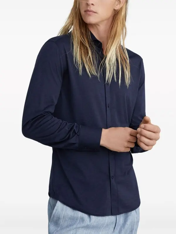 Brunello Cucinelli Silk And Cotton Jersey Shirt With Spread Collar - Multicolor