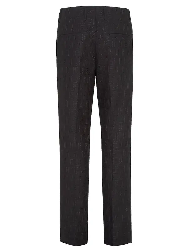 Fendi Linen Ff Jacquard Trousers - Black