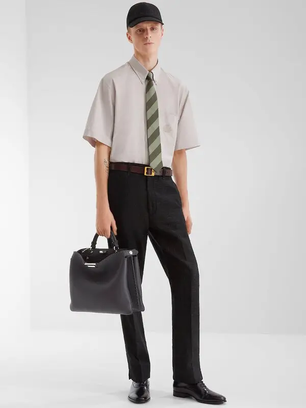 Fendi Linen Ff Jacquard Trousers - Black