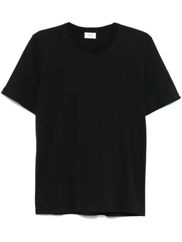 Saint Laurent Cassandre Embroidery Cotton T-shirt