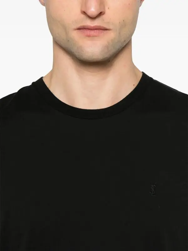 Saint Laurent Cassandre Embroidery Cotton T-shirt