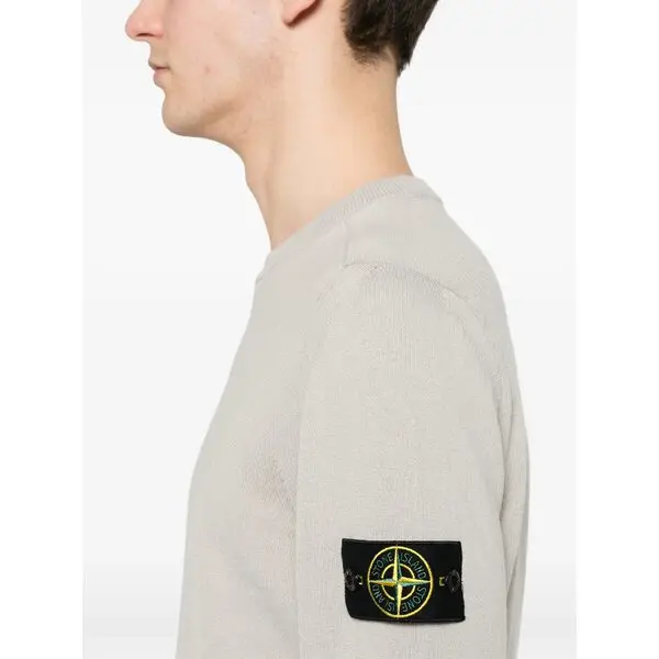 Stone Island Logo Patch Knit Jumper - Gray