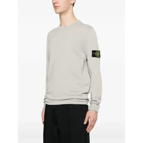 Stone Island Logo Patch Knit Jumper - Gray