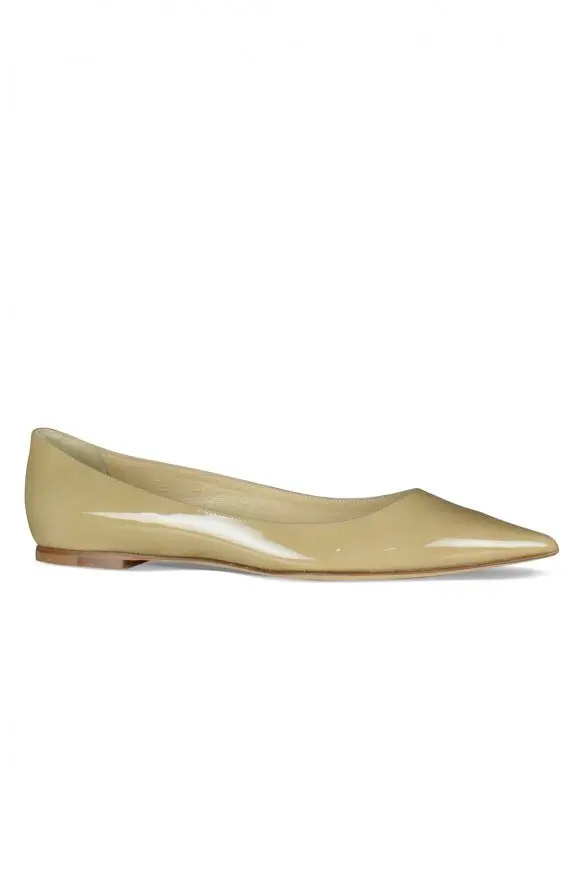 JIMMY CHOO Alina Pointed Toe Leather Ballerinas