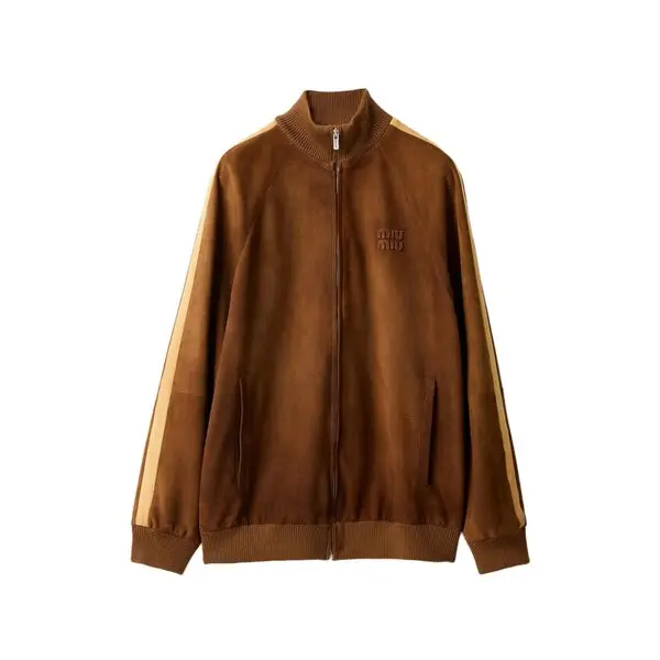 Miu Miu Leather Jacket With Embossed Logo