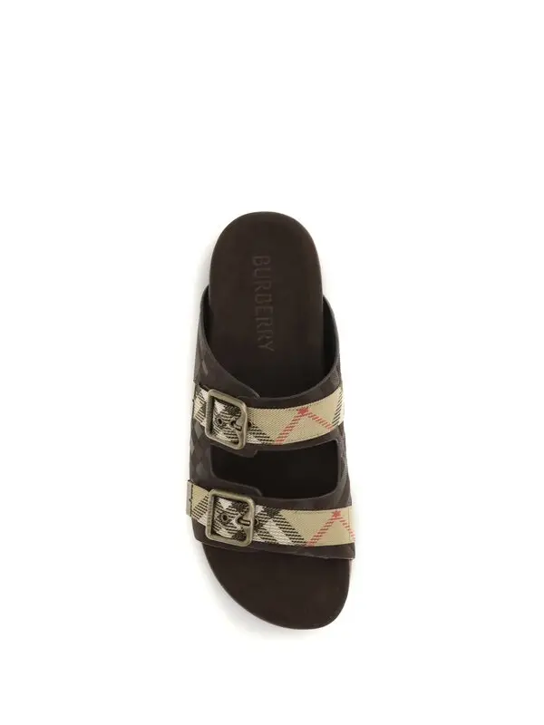 Burberry Check Suede Urchin Sandals - Brown