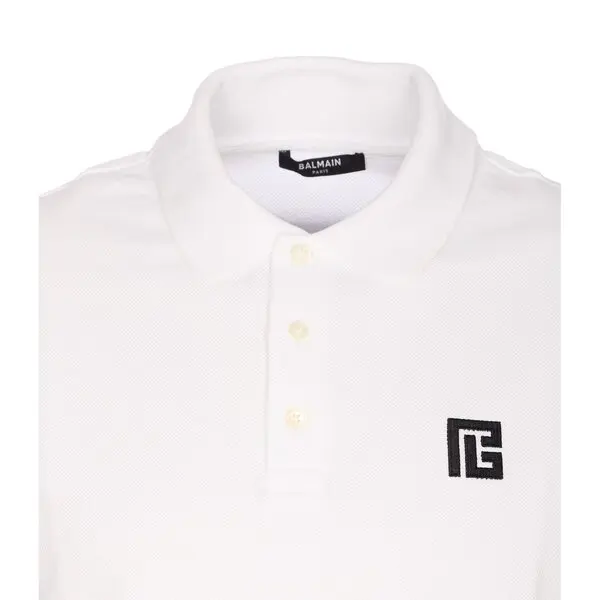 Balmain Embroidered Pb Logo Polo - White