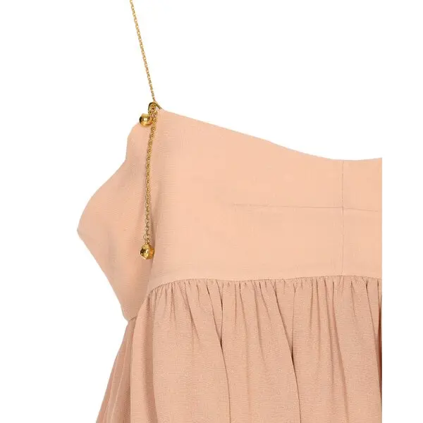 Chloé Sleeveless V-neck Frill Silk Blend Top