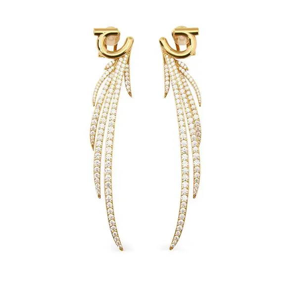 FERRAGAMO Crystal Pavé Gancini Earrings - Gold