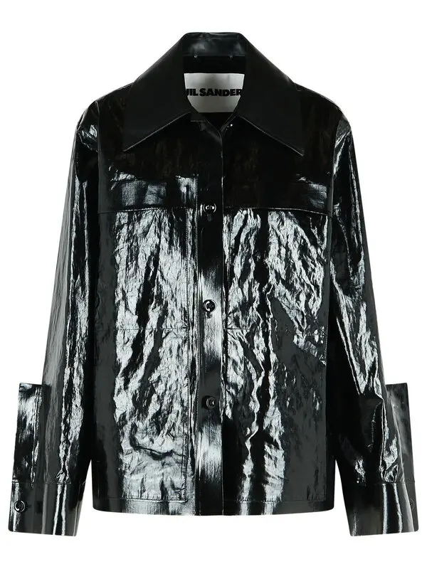 JIL SANDER Glossed Linen Jacket - Black