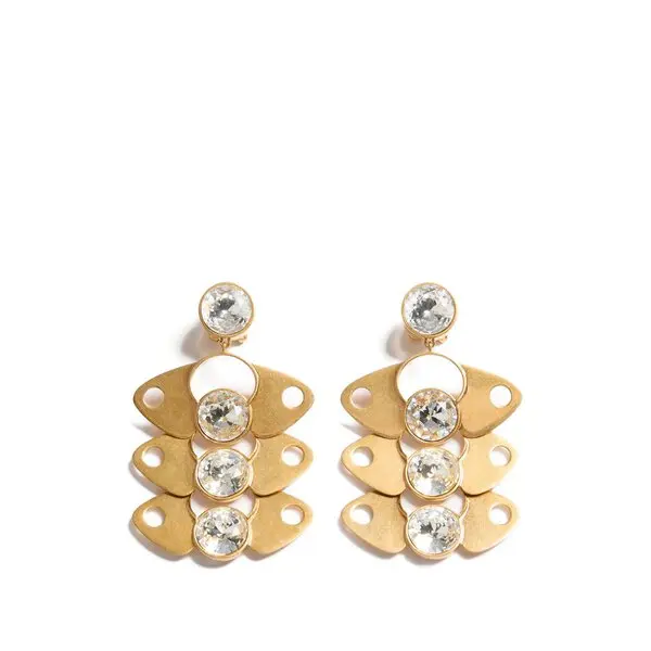 Valentino Garavani Tone Crystal Embellished Drop Earrings - Gold