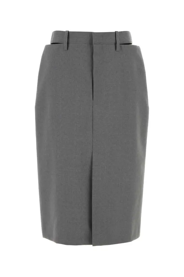 JIL SANDER Grey Wool Skirt