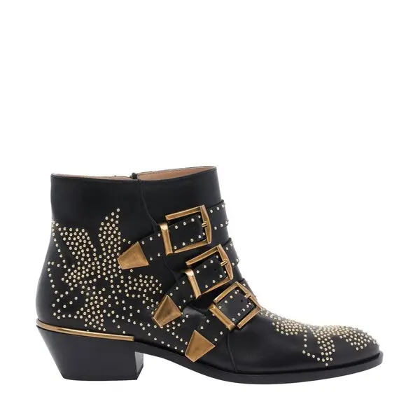 Chloé Susan Booties With Bead And Buckle Detail - Black