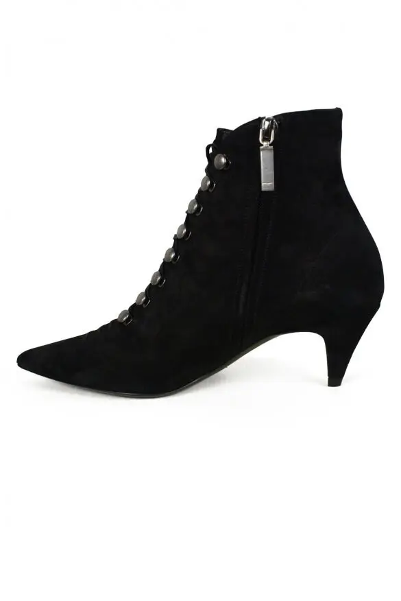 Saint Laurent Suede Lace Up Ankle Boots