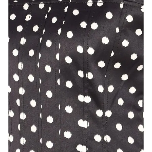 GANNI Polka Dot Satin Corset Top - Black