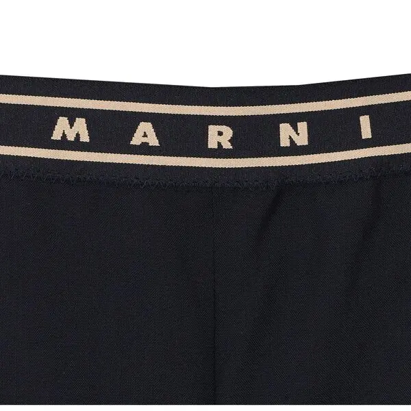 Marni Wide Leg Logo Waistband Pants - Black