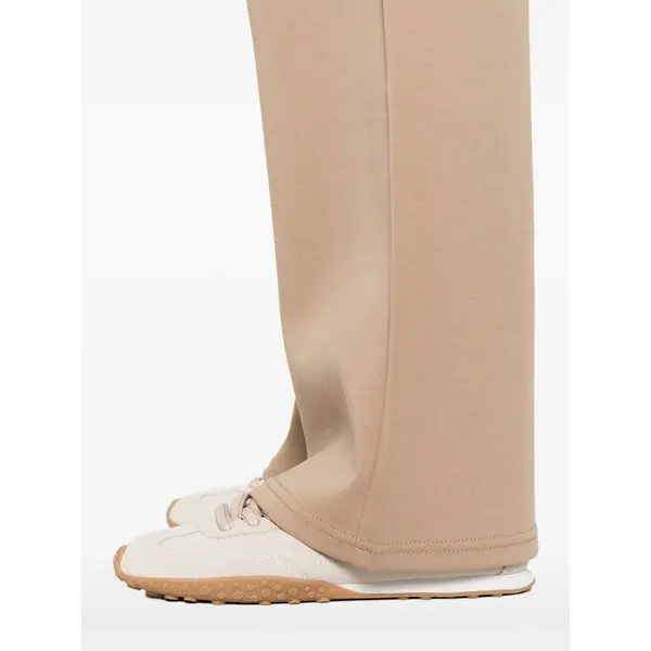 Max Mara Straight Leg Cotton Blend Trousers In Neutrals