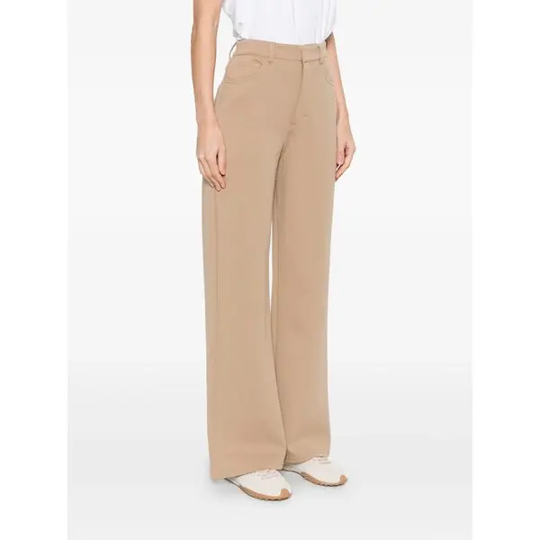 Max Mara Straight Leg Cotton Blend Trousers In Neutrals