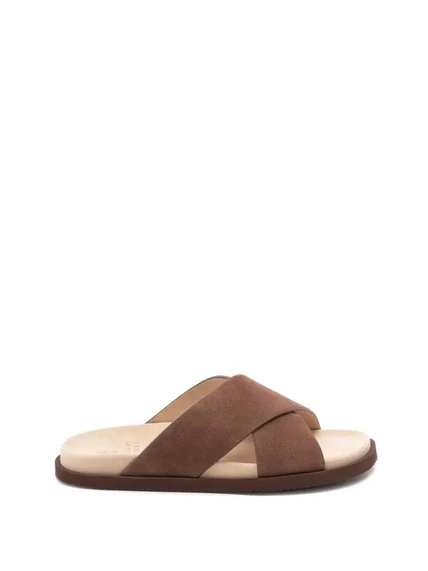 Brunello Cucinelli Leather Crossover Strap Sandals