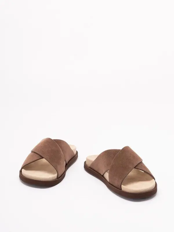 Brunello Cucinelli Leather Crossover Strap Sandals