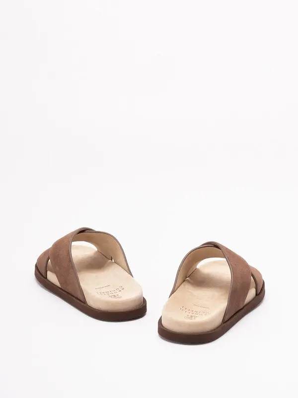 Brunello Cucinelli Leather Crossover Strap Sandals