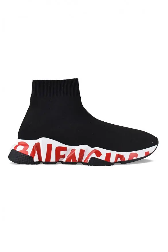 Balenciaga Speed Lt Graffiti Sneakers - Black