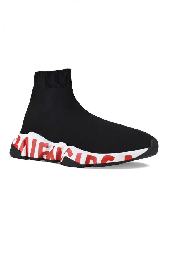 Balenciaga Speed Lt Graffiti Sneakers - Black
