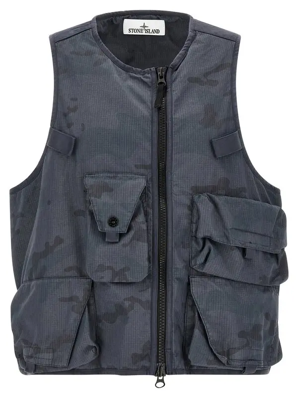 Stone Island Camouflage Print Utility Vest