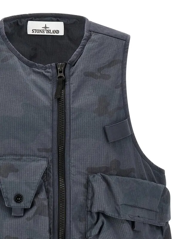 Stone Island Camouflage Print Utility Vest