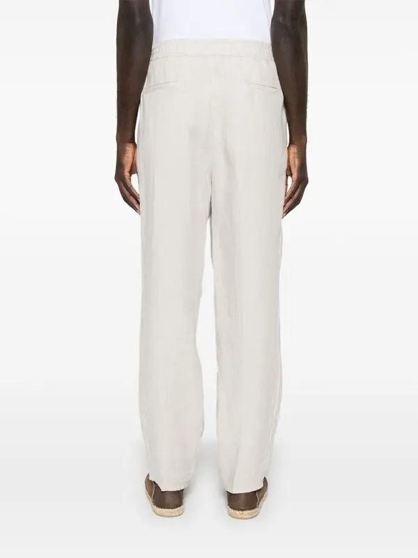 Brunello Cucinelli Garment-dyed Double Pleated Linen Pants With Drawstring - Multicolor