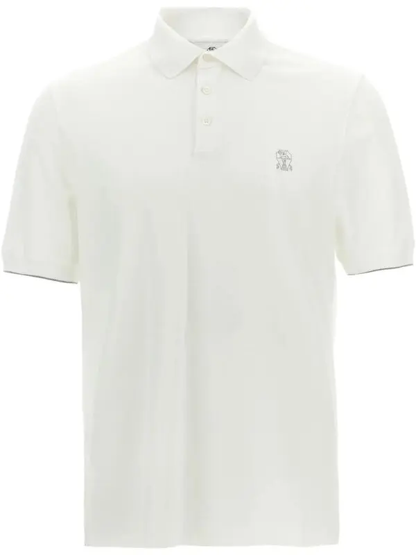 Brunello Cucinelli Short Sleeve Polo Shirt With Logo - Multicolor