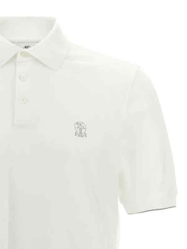 Brunello Cucinelli Short Sleeve Polo Shirt With Logo - Multicolor