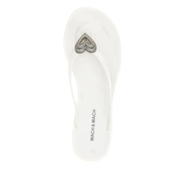Mach & Mach Embellished Crystal Heart Flip Flops