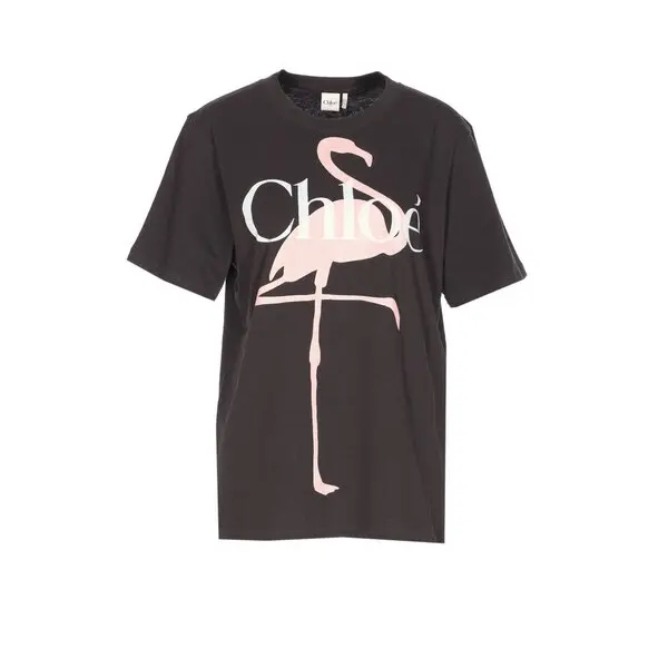 Chloé Fenicotteri" Printed Cotton T-shirt - Black