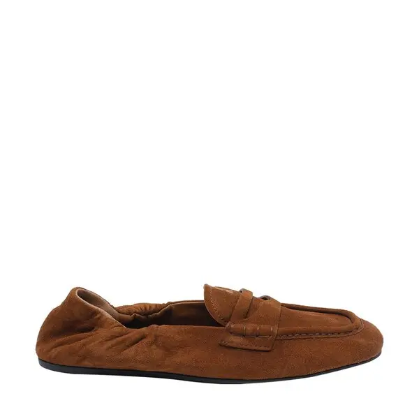 Miu Miu Ruched Suede Loafers - Brown