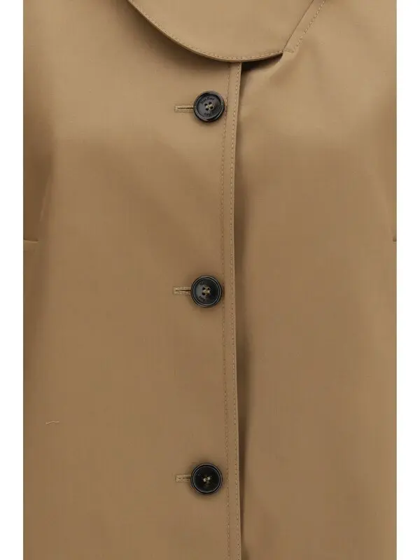 Max Mara Cotton Cape With Button Fastening And Side Slits - Brown