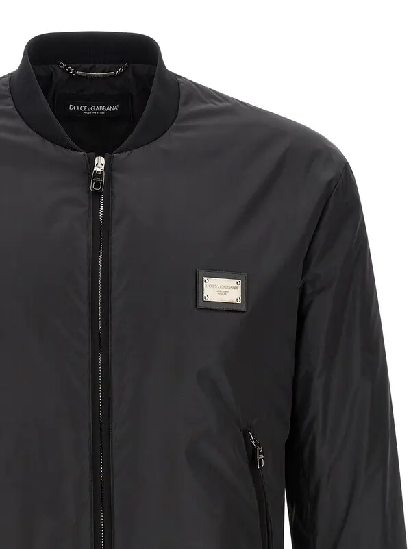 Dolce & Gabbana Logo Plaque Bomber Jacket - Black
