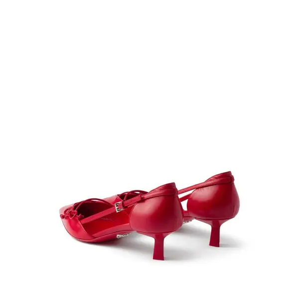 Prada Leather Pointed Toe Heels With Buckle Detail