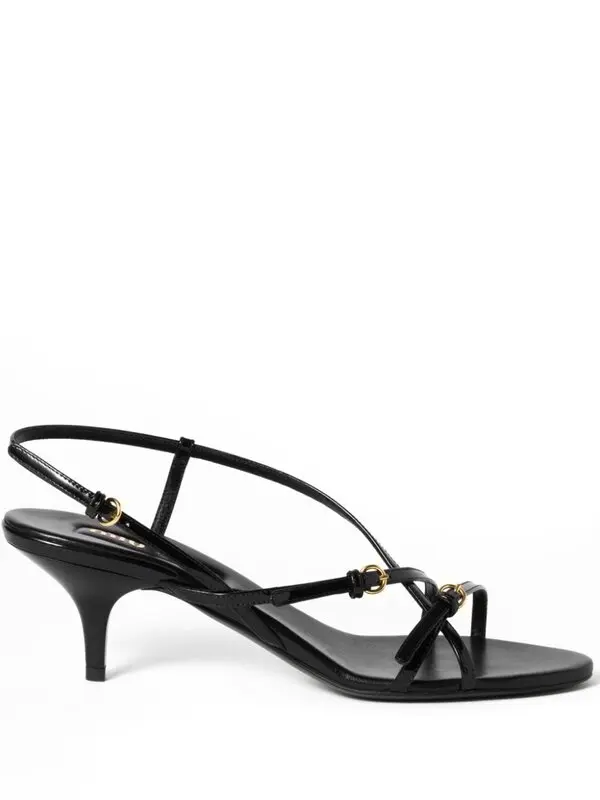 Miu Miu Patent Leather Sandals With Buckles - Black