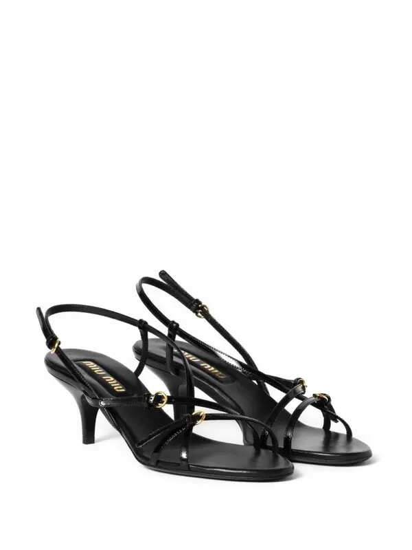 Miu Miu Patent Leather Sandals With Buckles - Black
