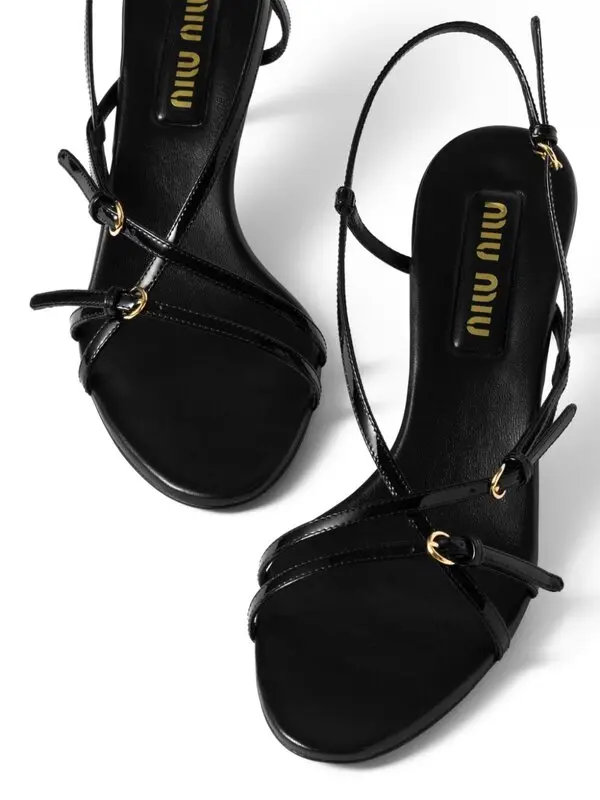 Miu Miu Patent Leather Sandals With Buckles - Black