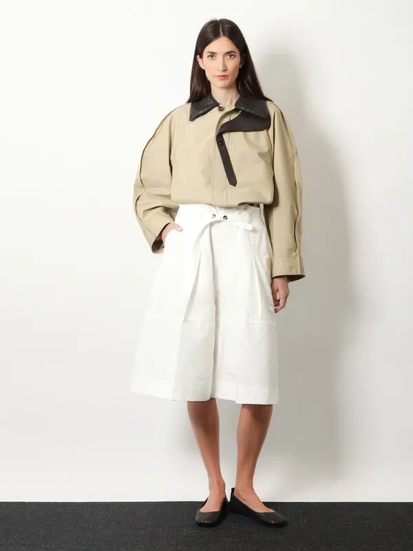 Bottega Veneta Cotton Jacket With Intrecciato Leather Collar - Multicolor